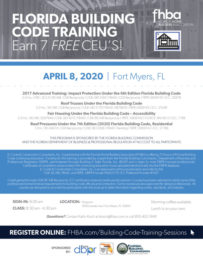 Building Code Training Flyer 2020 - Fort Myers