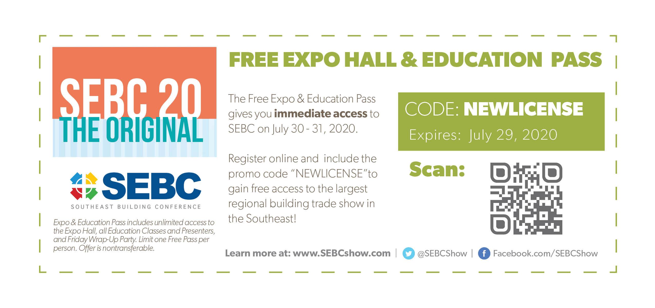 2020 SEBC Free Pass - New License